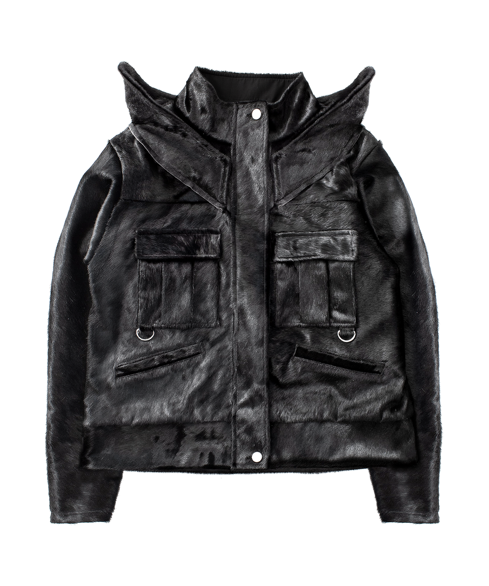 GATE pony hair horned jacket – ranger